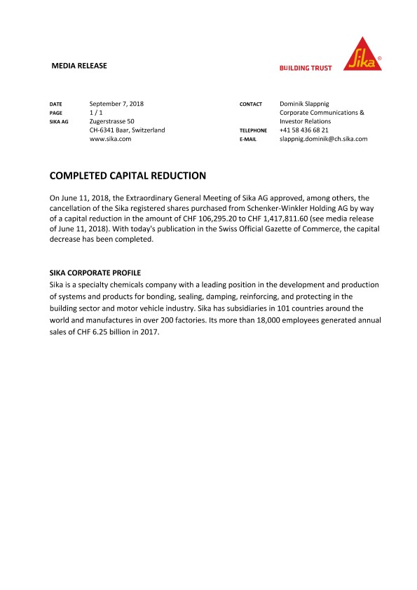 Reducción de capital completada